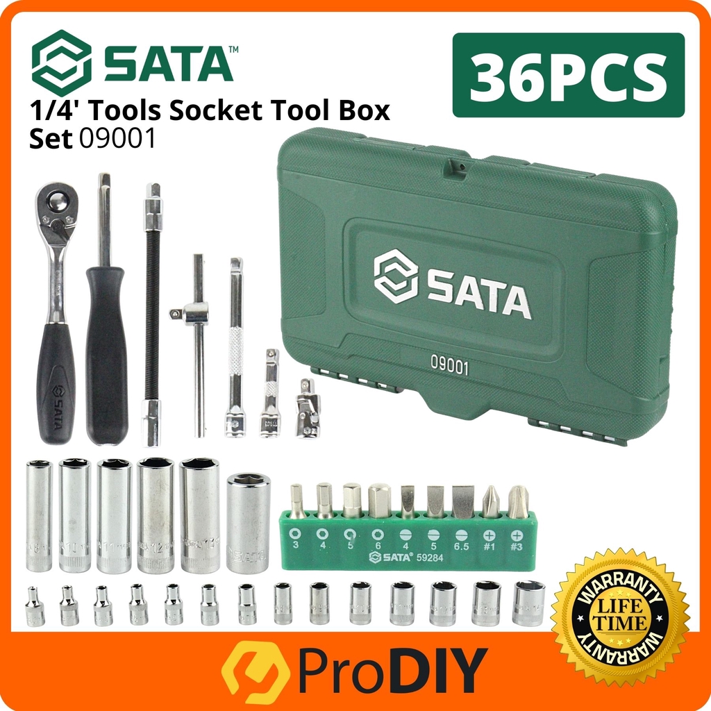 SATA 09001 36pcs 1/4' Tools Socket Tool Box Set | Shopee Malaysia