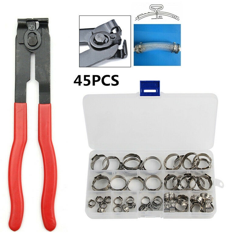 Hose Clamps Single Ear Stepless Hose Clamps Crimper Crimping Tool Kit ...