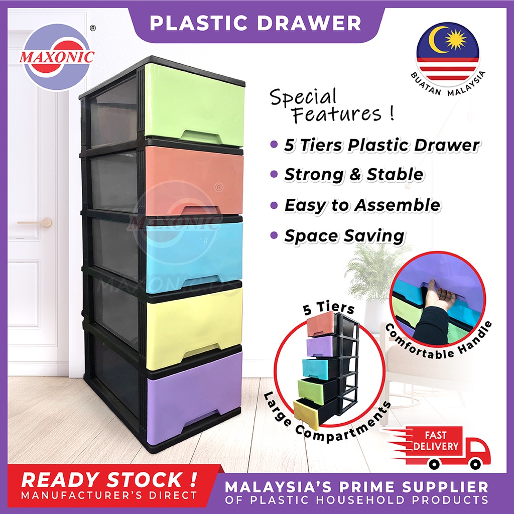 MAXONIC 5 TIER PLASTIC DRAWER | STORAGE DRAWER | LACI PLASTIK | PLASTIC ...