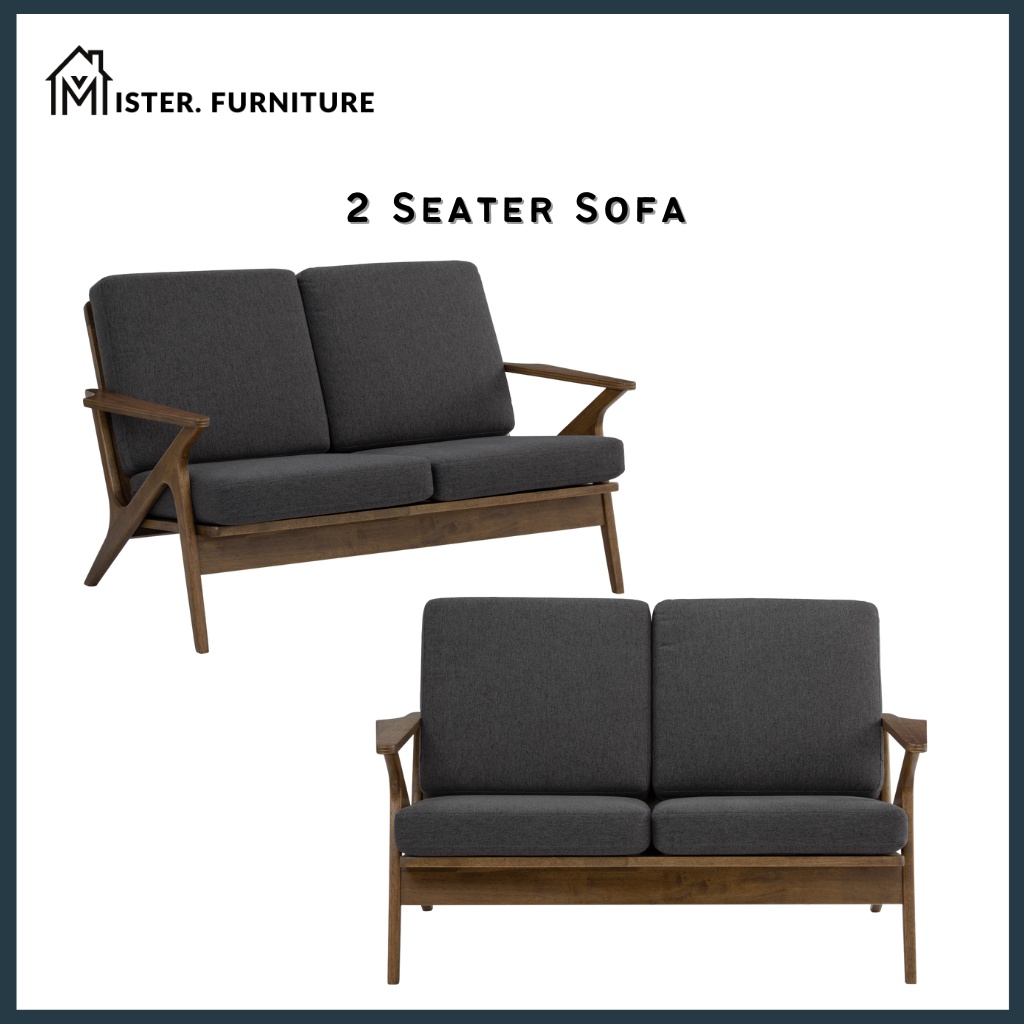 ESTER Wooden Sofa 2 Seater Sofa Murah Fabric Sofa Kain Kerusi Sofa Kayu ...