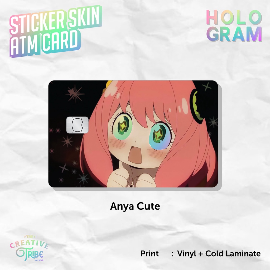 Anya Forger Cute - HOLOGRAM Skin Card Sticker - Vinyl ATM Discharge ...
