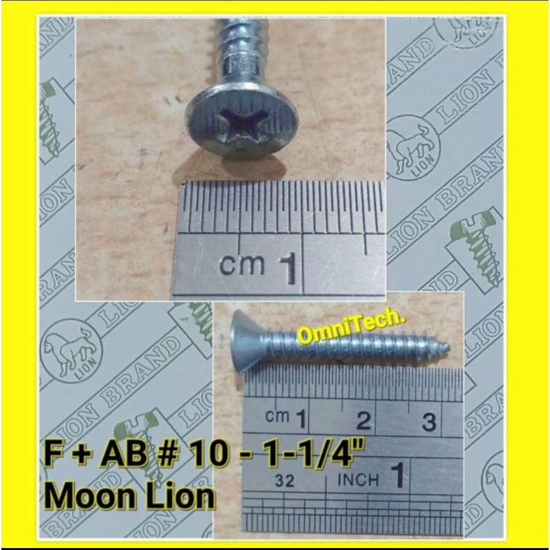 "10 Pcs" Tap Tapping Screw FAB FH Flat Head (+) Moon Lion 10x1-1/4" 10 ...