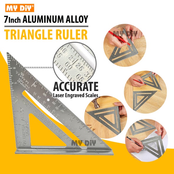 MYDIYHOMEDEPOT - 12 inch Aluminium Alloy Triangle Angle Ruler Square ...