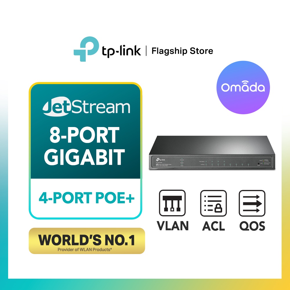 TP-LINK JetStream 8-Port Gigabit Smart Switch with 4-Port PoE+ (VLAN ...