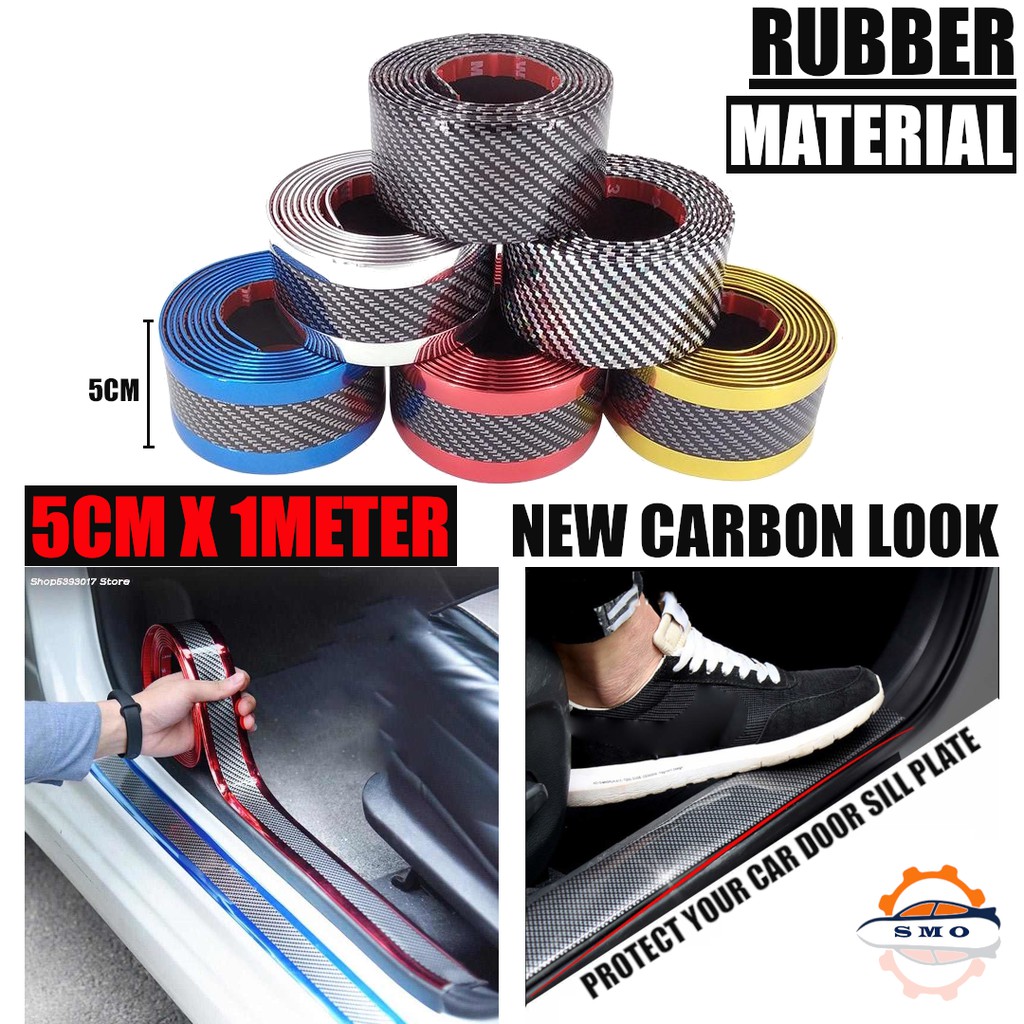 5*100cm 5D 6D Carbon Fiber Car Rubber Styling Door Sill Universal ...