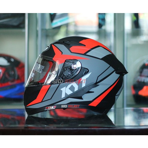 Helmet KYT Falcon FR Raid Black Red Doff KYT Full Face Flat Visor ...