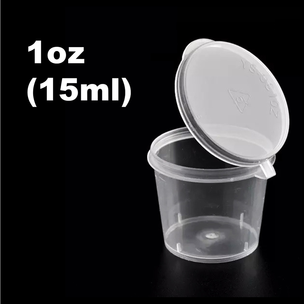 50pcs 1oz Sauce Cup Deli Container Round Disposable Plastic Food Container Hinged Lid 25ml Sauce ...
