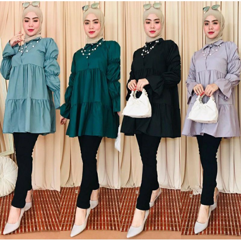 READY STOCK Kemeja Ropol Kembang Bertingkat Cik Salmah Kain lembut ...