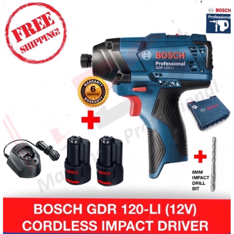 BOSCH GDR 120-Li (12V) CORDLESS IMPACT WRENCH/ DRIVER GBA 2.0Ah Battery ...