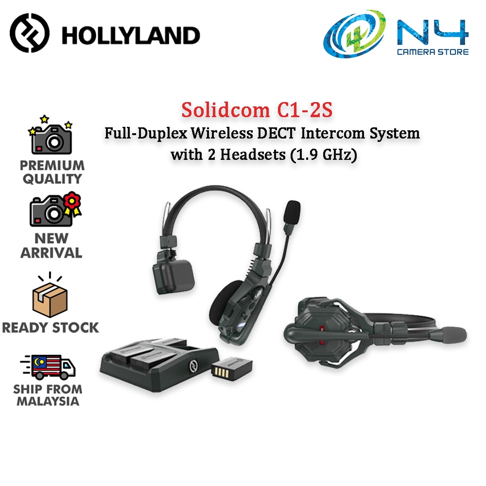 Hollyland Solidcom C1-2S / C1-3S / C1-4S / C1-6S Full-Duplex Wireless DECT Intercom System with ...