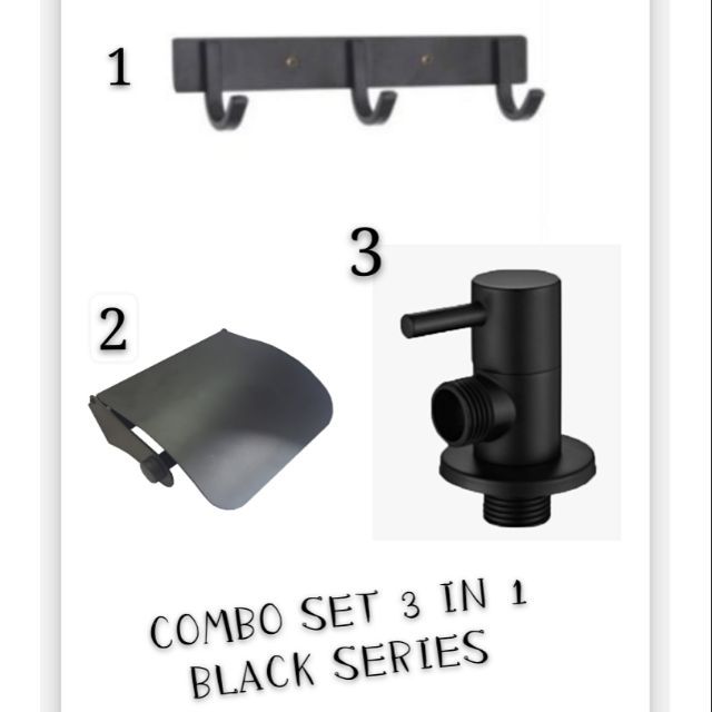 COMBO SET 3 IN 1 - (ROCCONI - 3 ROBE HOOKS +BELLANO - PAPER HOLDER ...