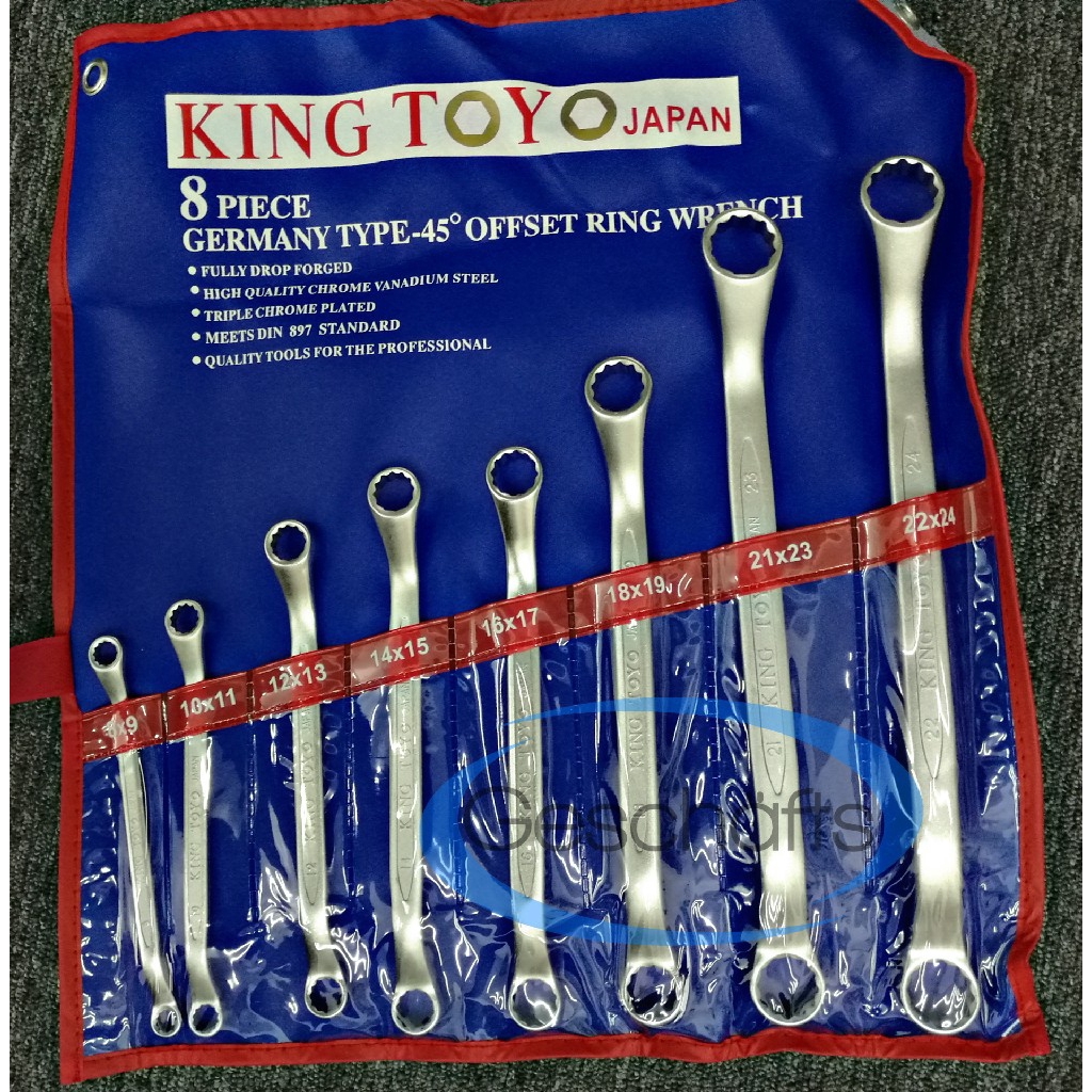 King Toyo 45' Offset Double Ring Wrench Set Spanar Set (8pcs) Hardware ...