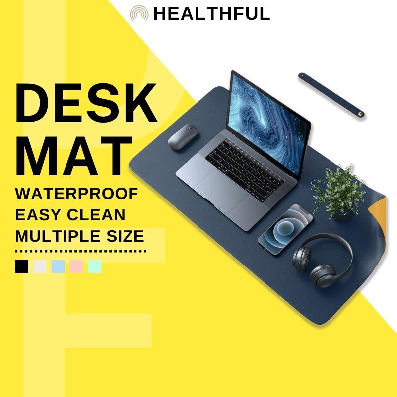 HEALTHFUL Large Leather Mousepad Keyboard Mat Anti-slip Side Stitching ...