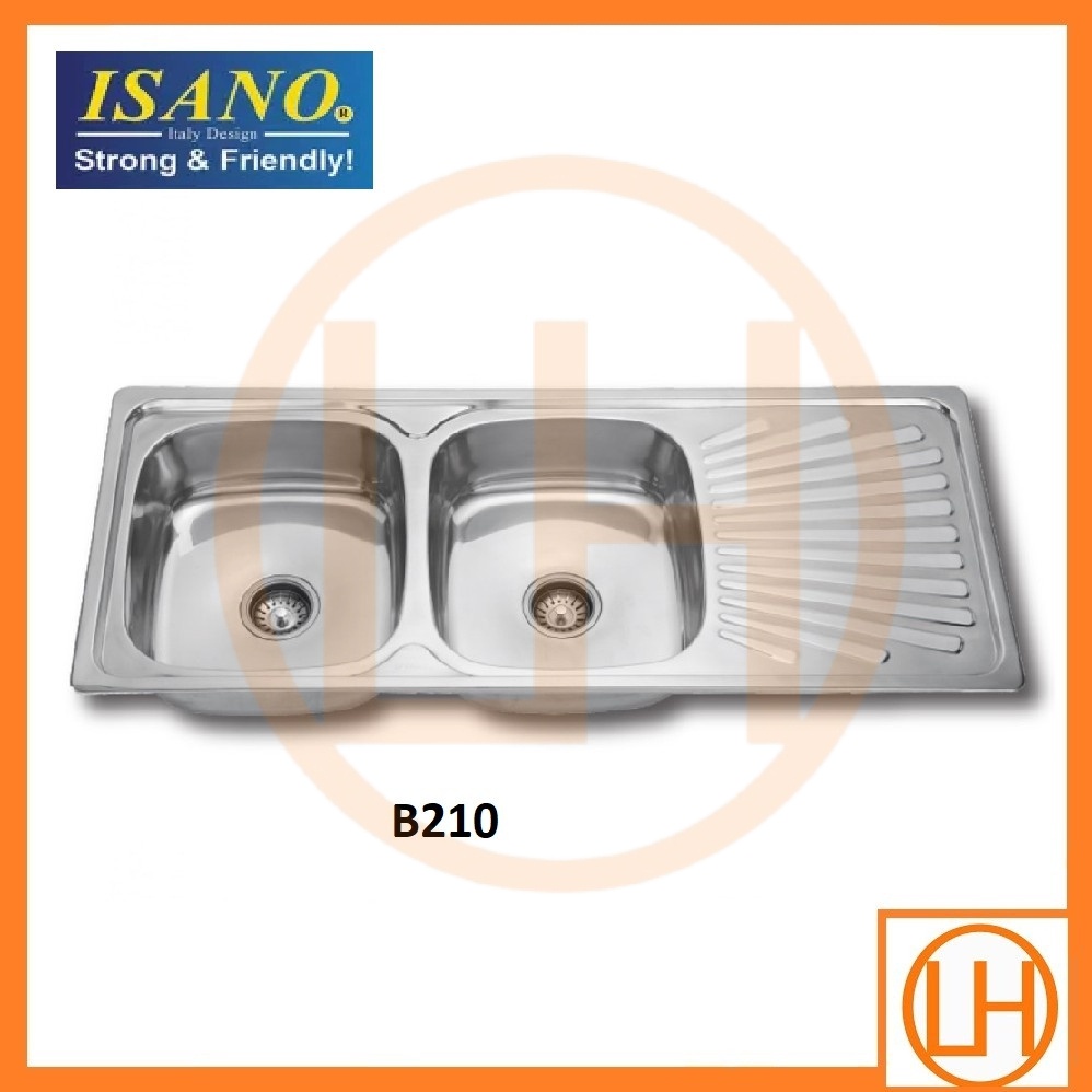 Isano Double Bowl Sink with Strainer - B210 | Shopee Malaysia