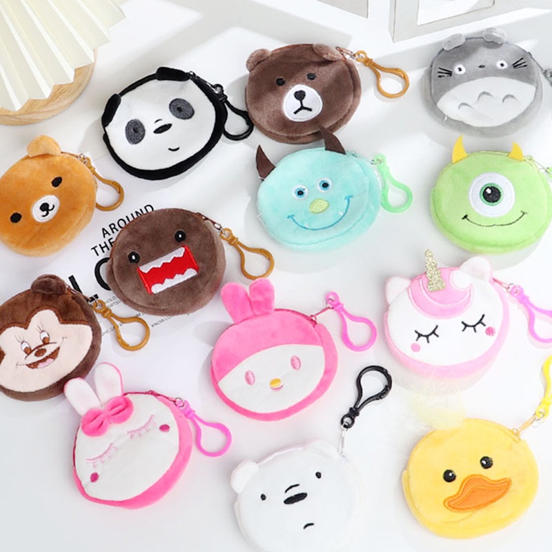 New round coin purse cartoon animal coin purse girl earphone zipper ...