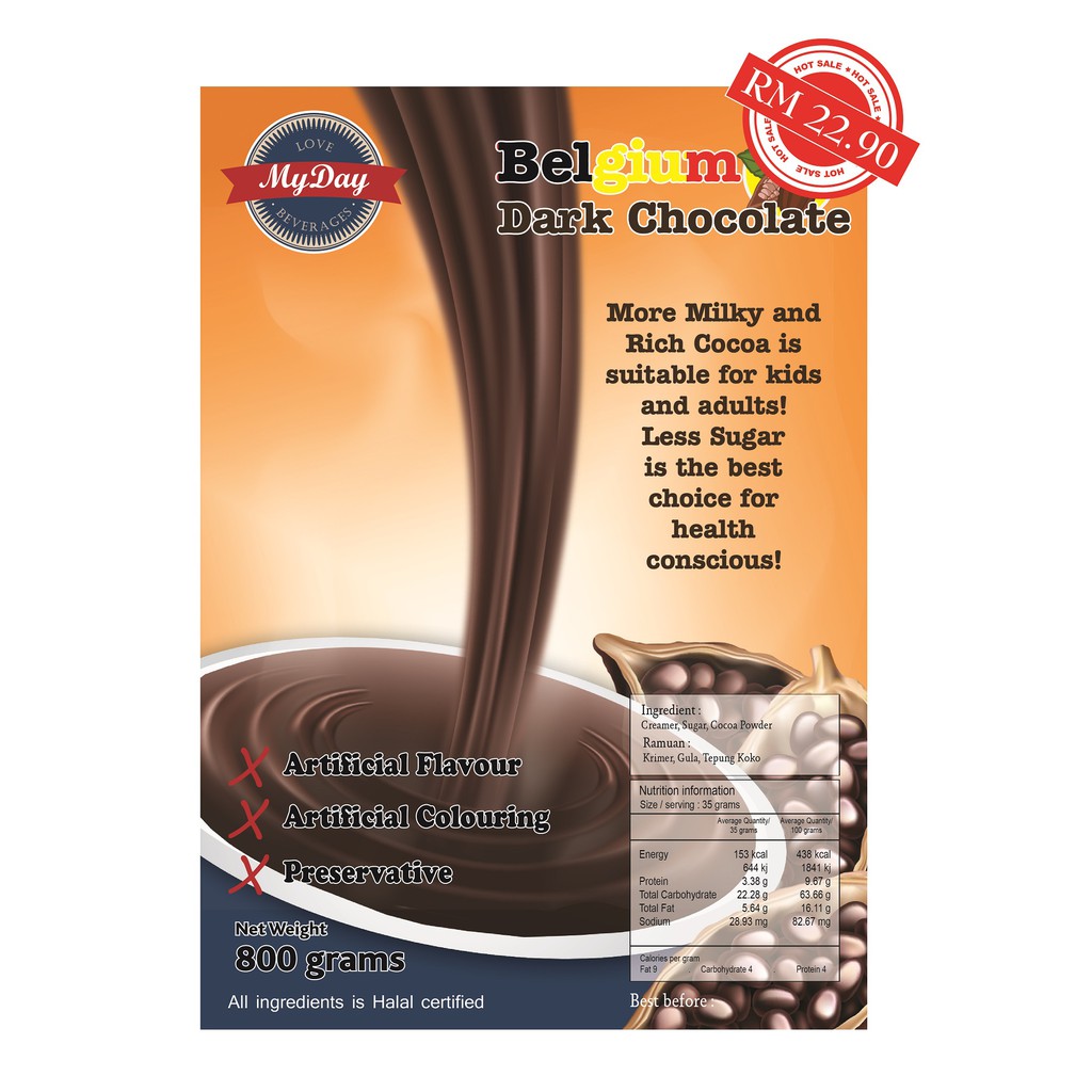 [MyDay] Belgium Dark Chocolate premix powder beverage 800g + 200g ...