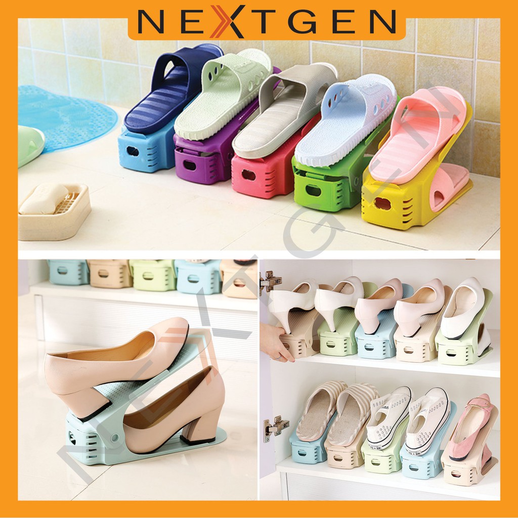 NEXTGEN MALAYSIA Colorful Shoe Slots Organizer Adjustable Shoe Stacker ...
