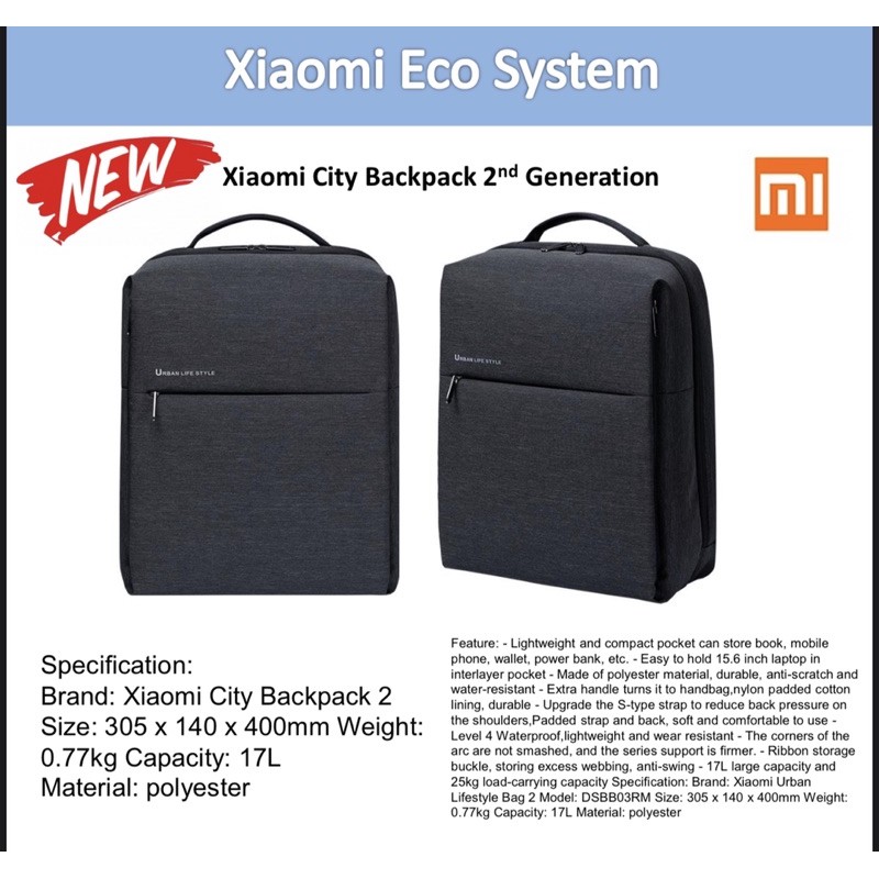 Xiaomi City Backpack 2nd Generation | Shopee Malaysia