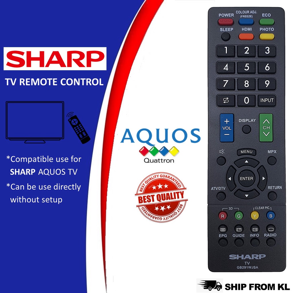 [ SHARP ] Compatible for Sharp LED LCD Flat Panel TV Remote Control (GB291WJSA) | Shopee Malaysia