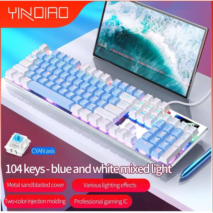 Pink Girl Cute RGB Backlit LED Gaming Keyboard Mechanical Blue RED ...