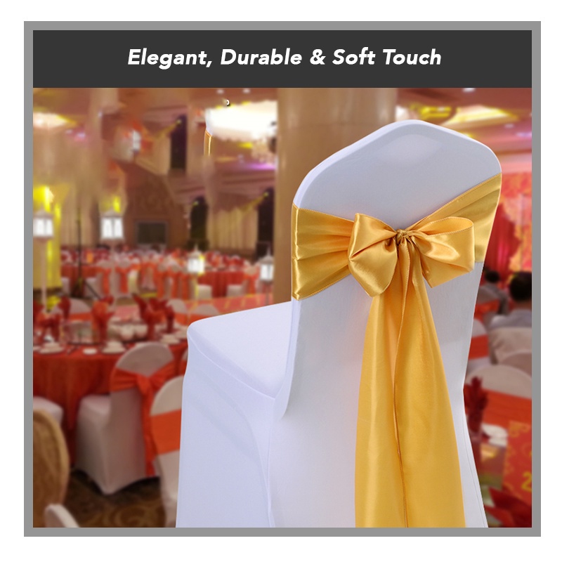 (10pcs) Smooth Satin Chair Back Ribbon Deco Banquet Wedding Hotel Tie ...