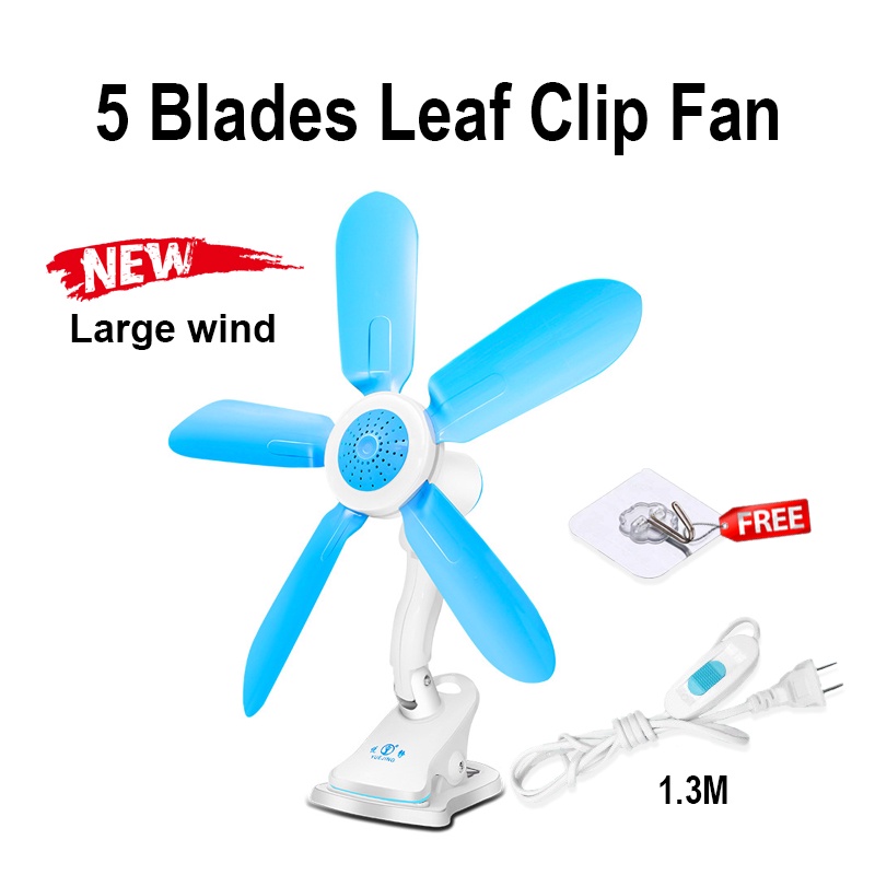 5 Blade Silent Wall Mounted Bed Electric Mini Clip Fan Adjustable Kipas ...