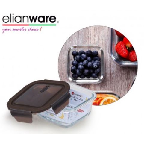 Elianware Rectangle Airtight Glass Container Microwavable Food ...