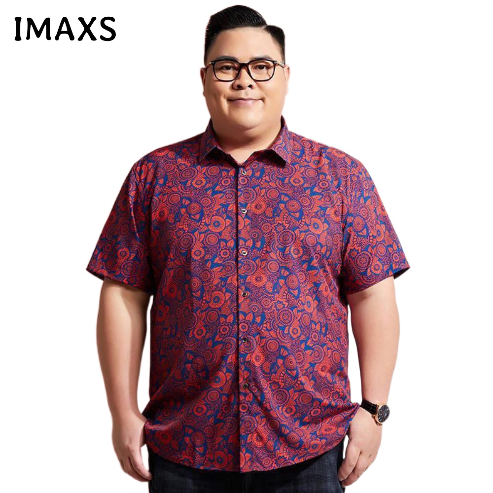 60-175KG PLUS SIZE Men Short Sleeve Big Size Top Fat Thin Print ...