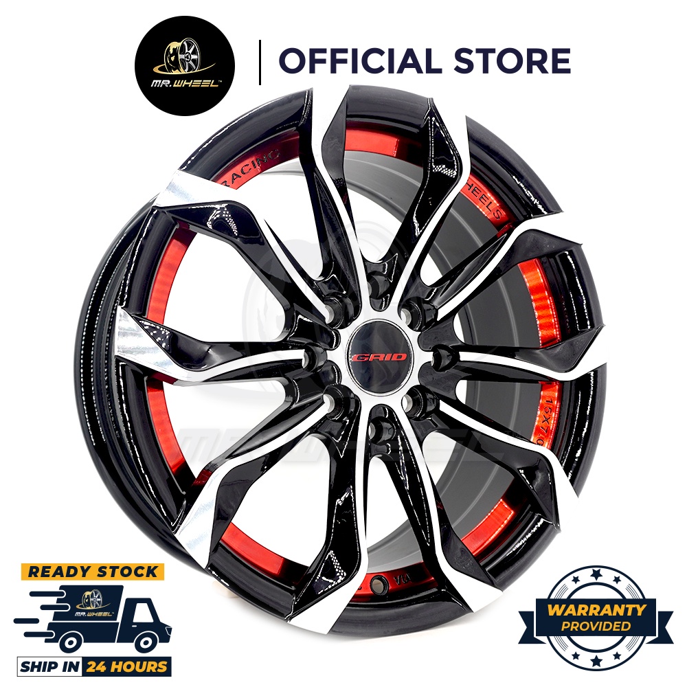 New Sport Rim GRID 15x7 8H100/114.3 ET38 Black Machine Face + Red ...