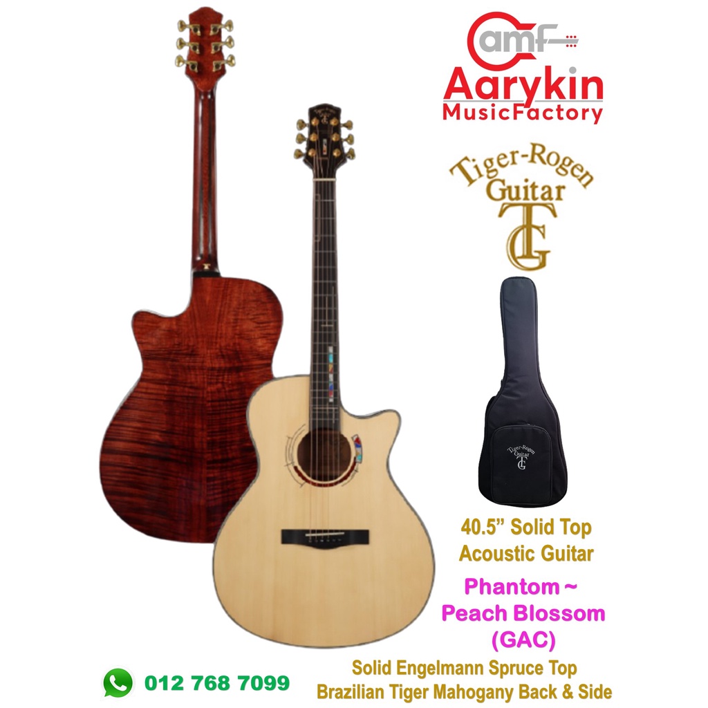 Tiger Rogen Solid Engelmann Spruce Top Brazilian Tiger Mahogany Back