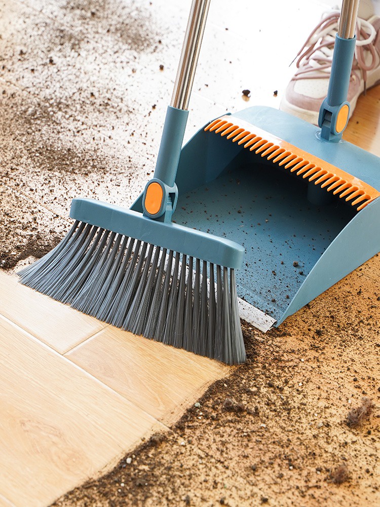 2 in 1 Rotatable Broom & Folding Upright Standing Dustpan Combination Set Penyapu dan Penyodok ...