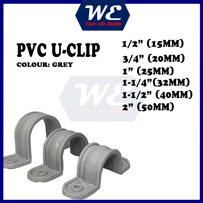 PVC U HOSE CLIP PIPE CLIP FOR PIPE KLIP PAIP AIR/ U CLIP / GI PIPE HOOK ...