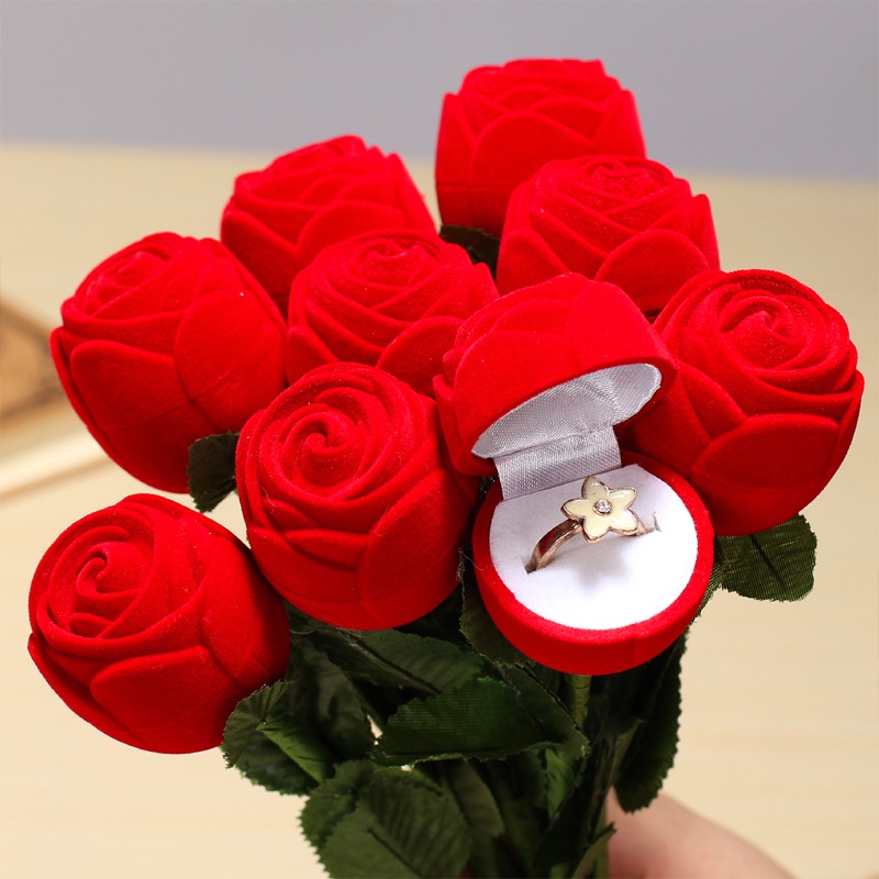 Transparent Ring Earring Box / Wedding Red Heart Shape Jewelry Case ...