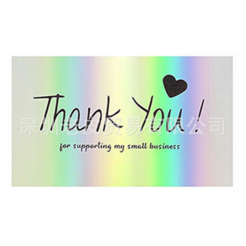 1pc Shiny Holographic One-Sided Thank You Card Business Thank Card Kad ...