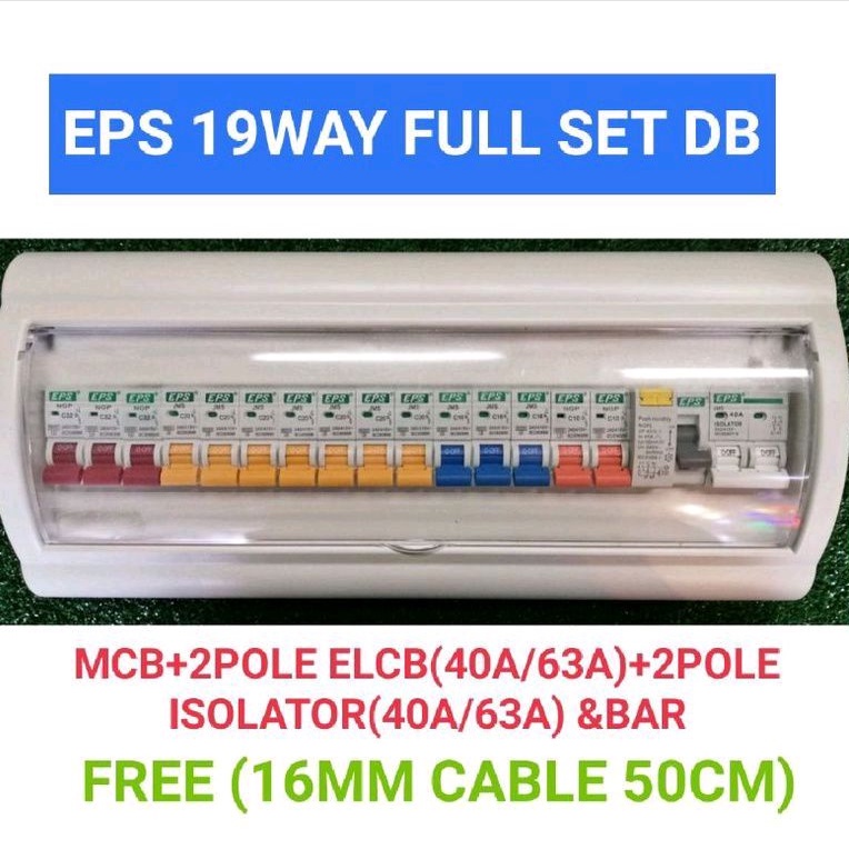 NES & EPS 40A/63A Full Set 19WAY DB BOX WITH ELCB, ISOLATOR(Main Switch ...