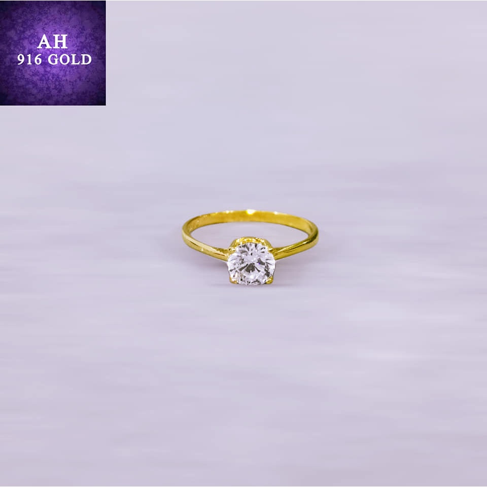 Cincin Tunang Emas 916 Permata 1 Size 13/Merisik/Kahwini/Nikah ...