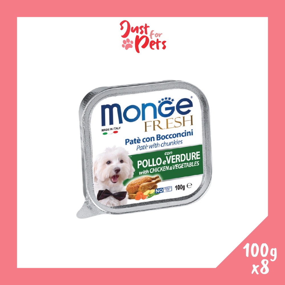 Monge Fresh 100g x8 Wet Dog Food (Codfish Tuna Beef Chicken Duck Lamb ...