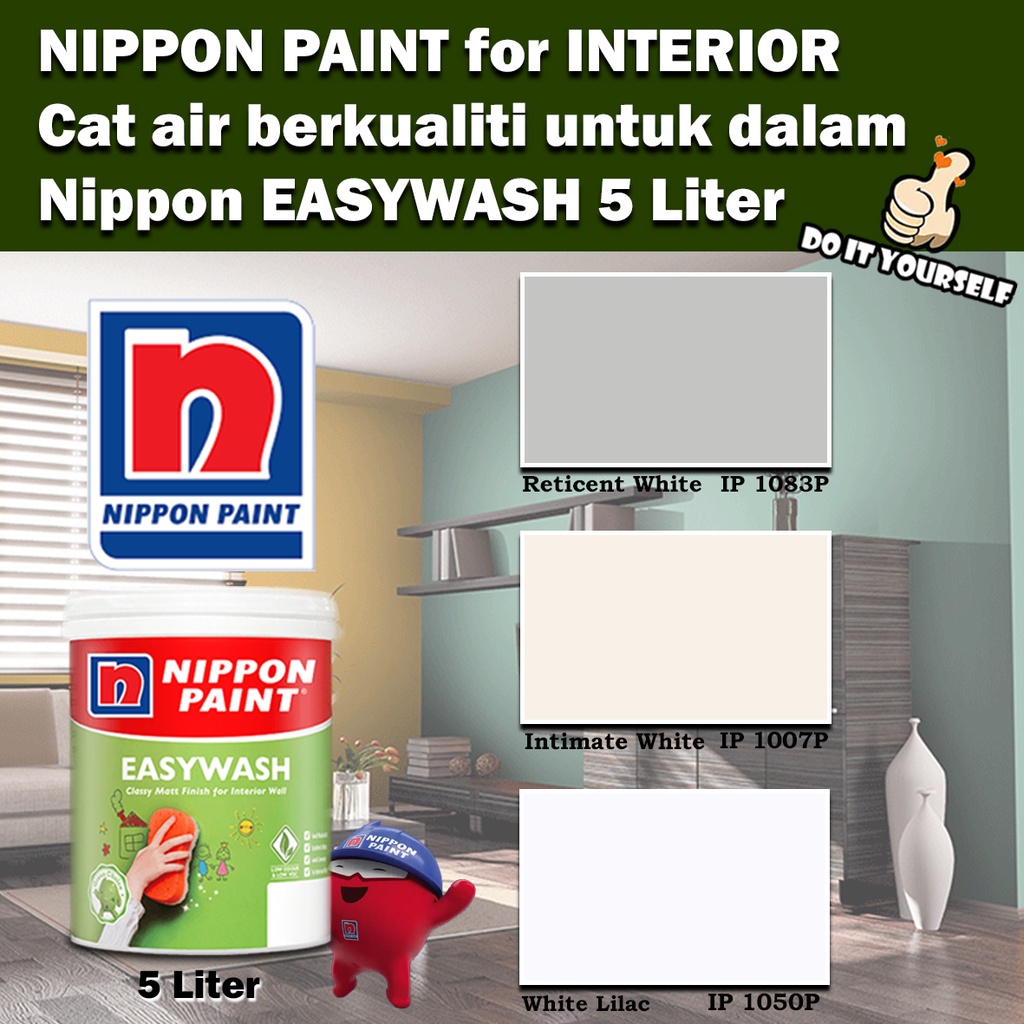 Nippon Paint EasyWash Interior collection 5 Liter Reticent White 1083P ...