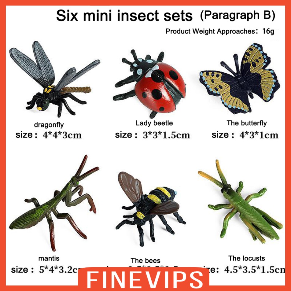 [FinevipsMY] 6x Fake Bugs Toy Mini Realistic Toys for Kids Educational ...