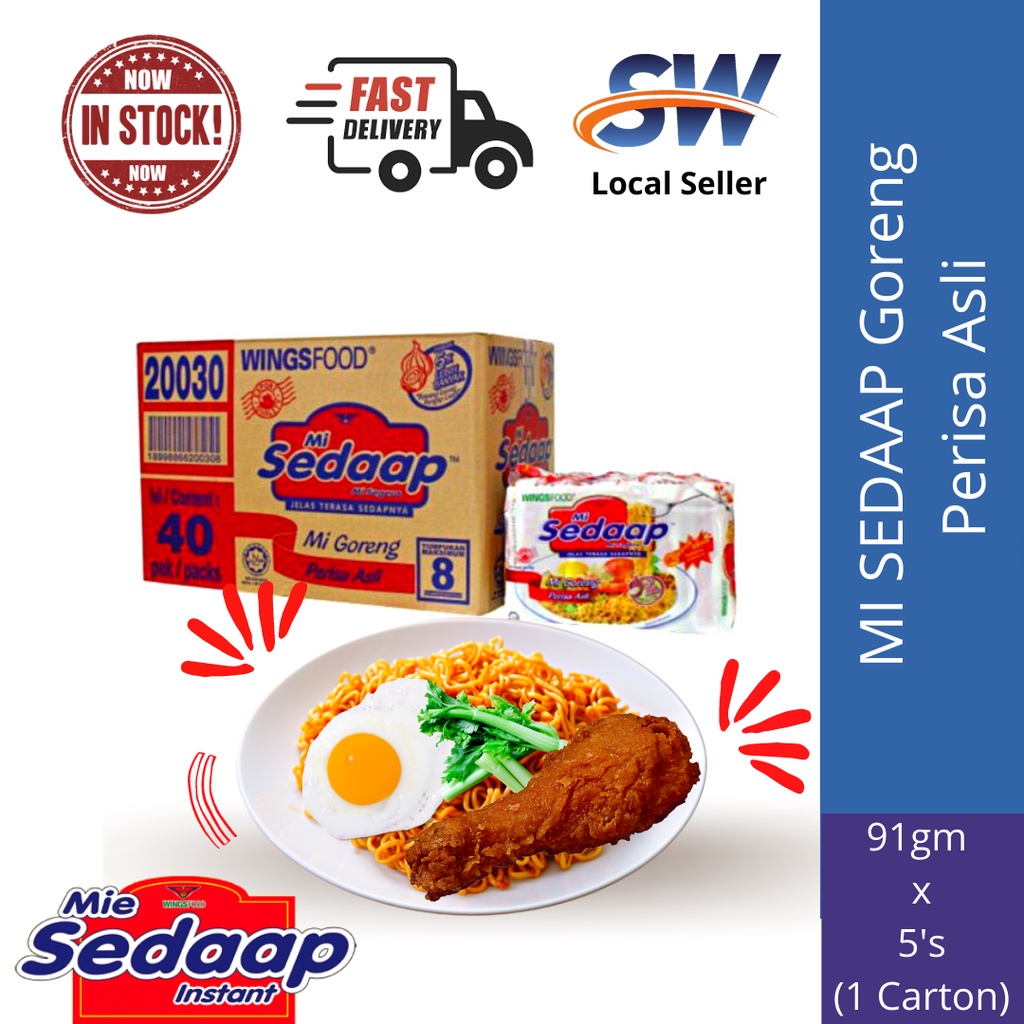 Mi Sedaap Goreng Perisa Asli 91g x 5's (1 Carton) | Shopee Malaysia