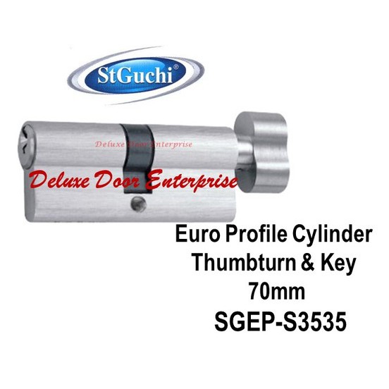 St Guchi Thumbturn & Key Euro Profile Cylinder 70mm key & thumbturn /st ...