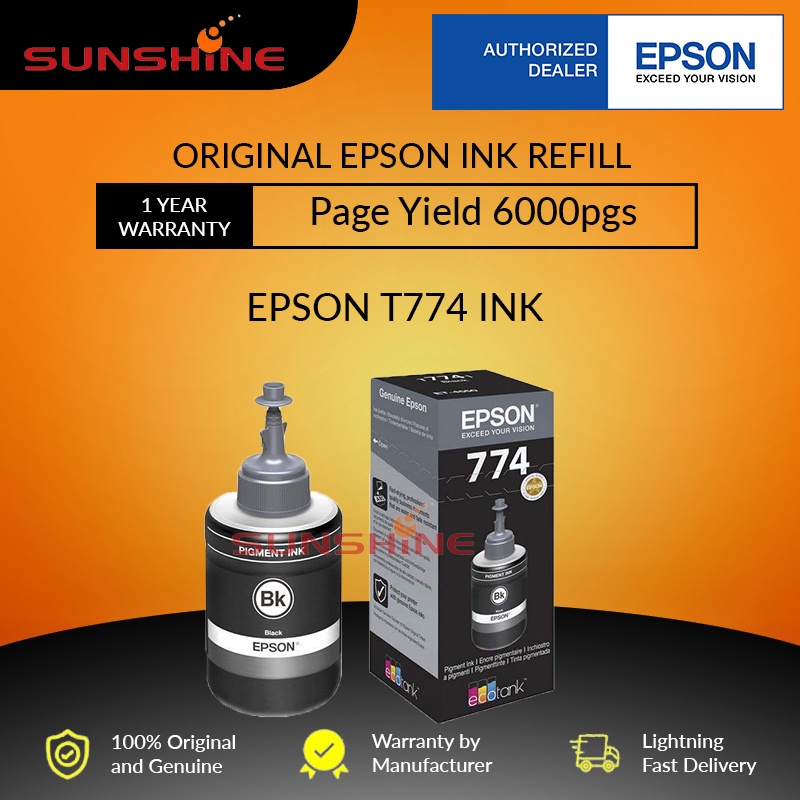 [READY STOCK] Epson T774 Genuine Ink Bottle Black (T7741 7741 M100 ...