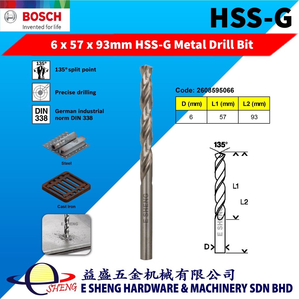Bosch 1 pcs 1mm - 6.4mm HSS-G Metal Drill Bit / HSS Twist Drill Bit Ground For Rotary Drills ...