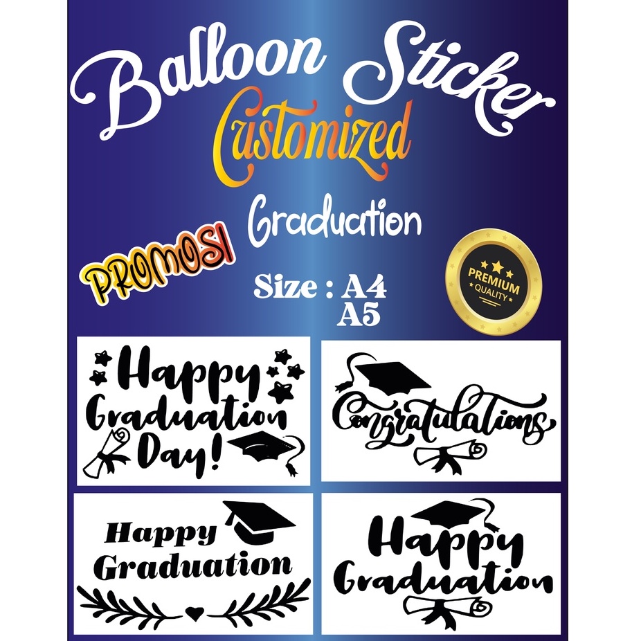 GRADUATION Sticker Balloon for Bobo, Aqua, Foil, Bubble & Transparent ...