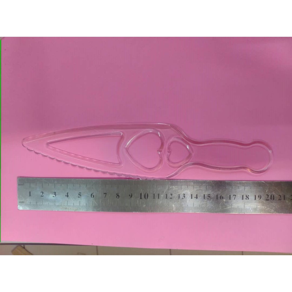 50pcs & 100 pcs/pkt Plastic Cake Knife Clear Transparent Pisau Kek Flat ...