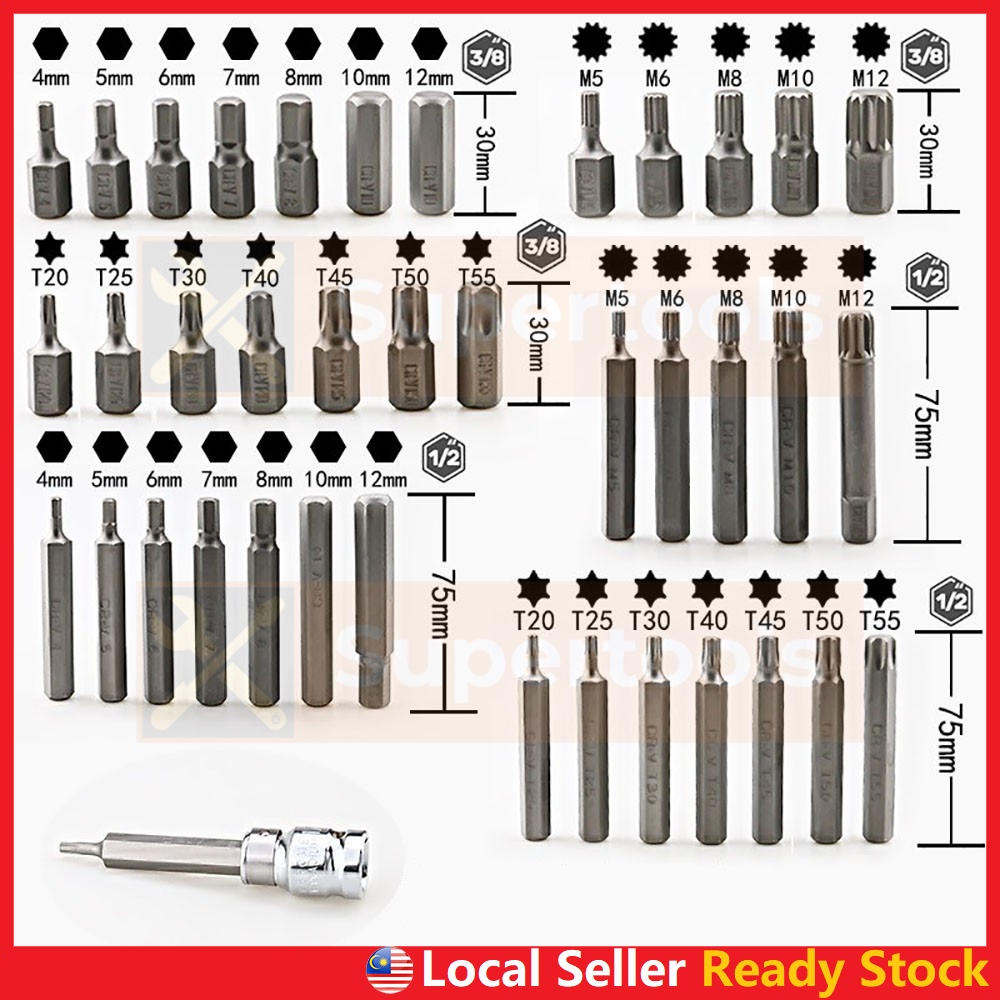 40pcs Hex Torx Bit Star Wrench Allen Key Elenkey Elengki Spline Bit ...