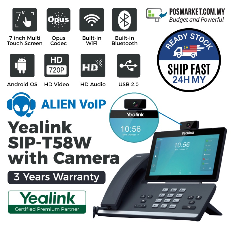 Yealink SIP-T58W IP Phone With Camera VoIP System SIP Phone Accessories ...