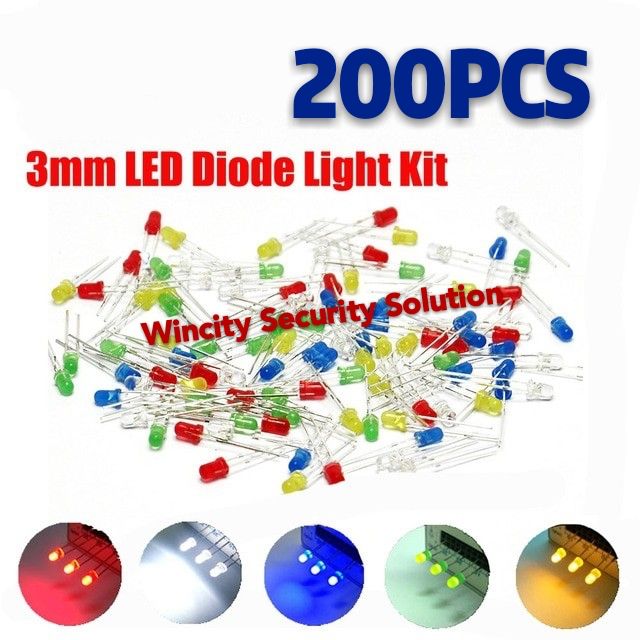 WSS (200pcs) LED 3mm led Diode Light Assorted Colour for School Project ...