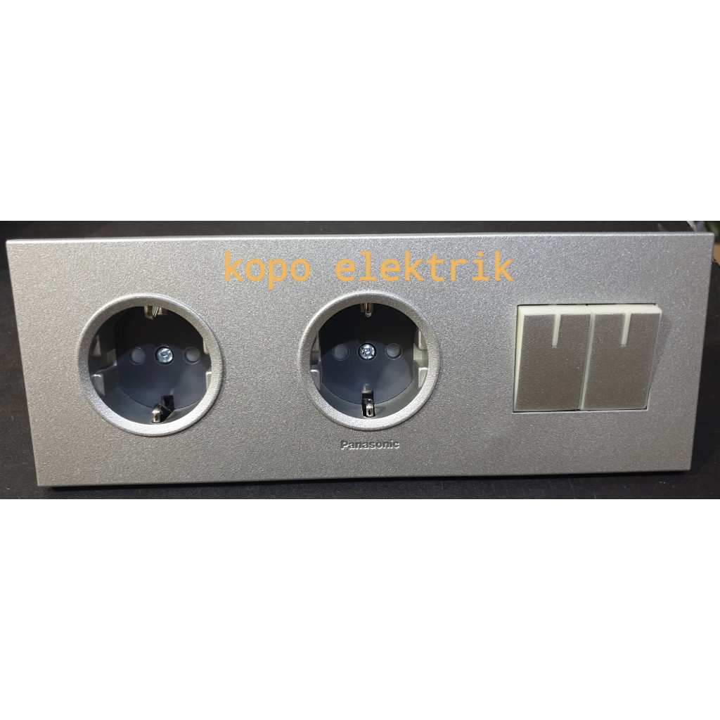 Panasonic Double Socket Plus Switch Series Style Silver Minimalist ...