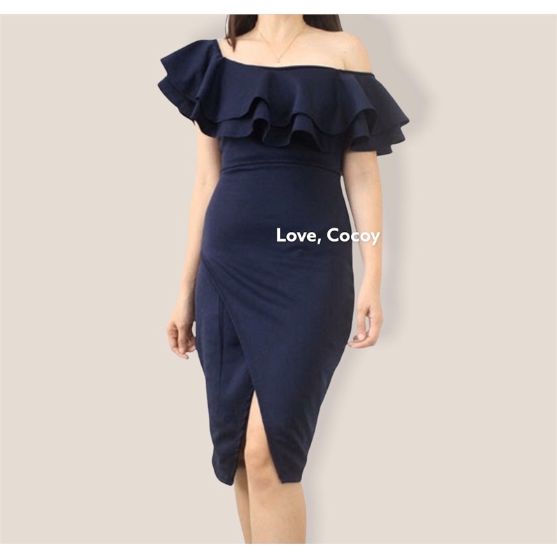 ELEGANT OFF SHOULDER FORMAL SLIT DRESS CRIST/ PARTY DRESS WEDDING ...